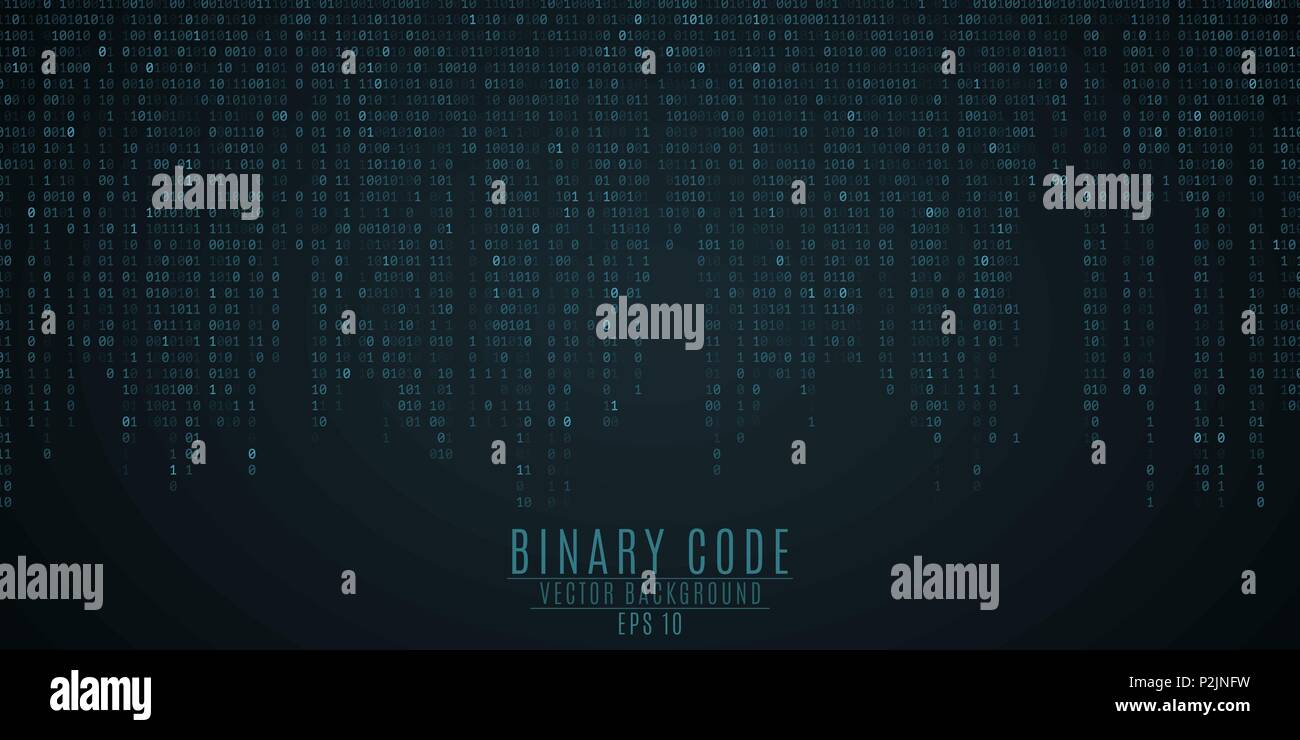 Binary Code Background Blue Glow Falling Figures Global Network
