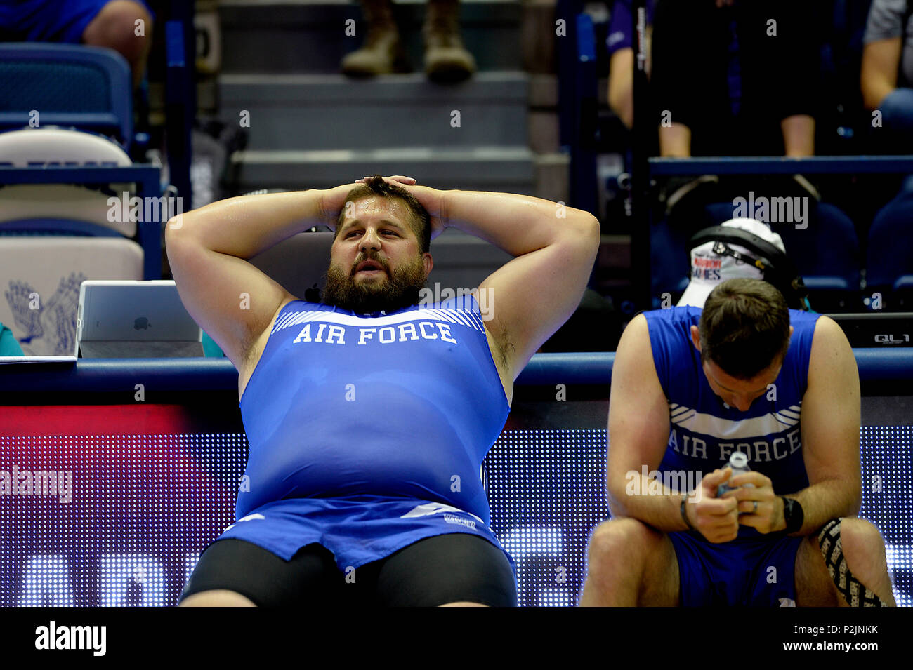 Team Air Force athlete Capt. Rob Hufford II watches other warriors ...