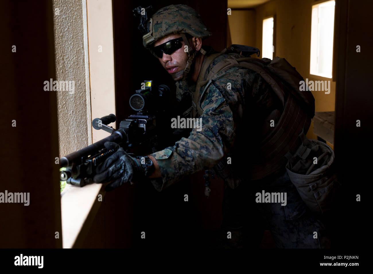 MARINE CORPS TRAINING AREA BELLOWS – Pfc. Tyler Ruble, a machine gunner ...