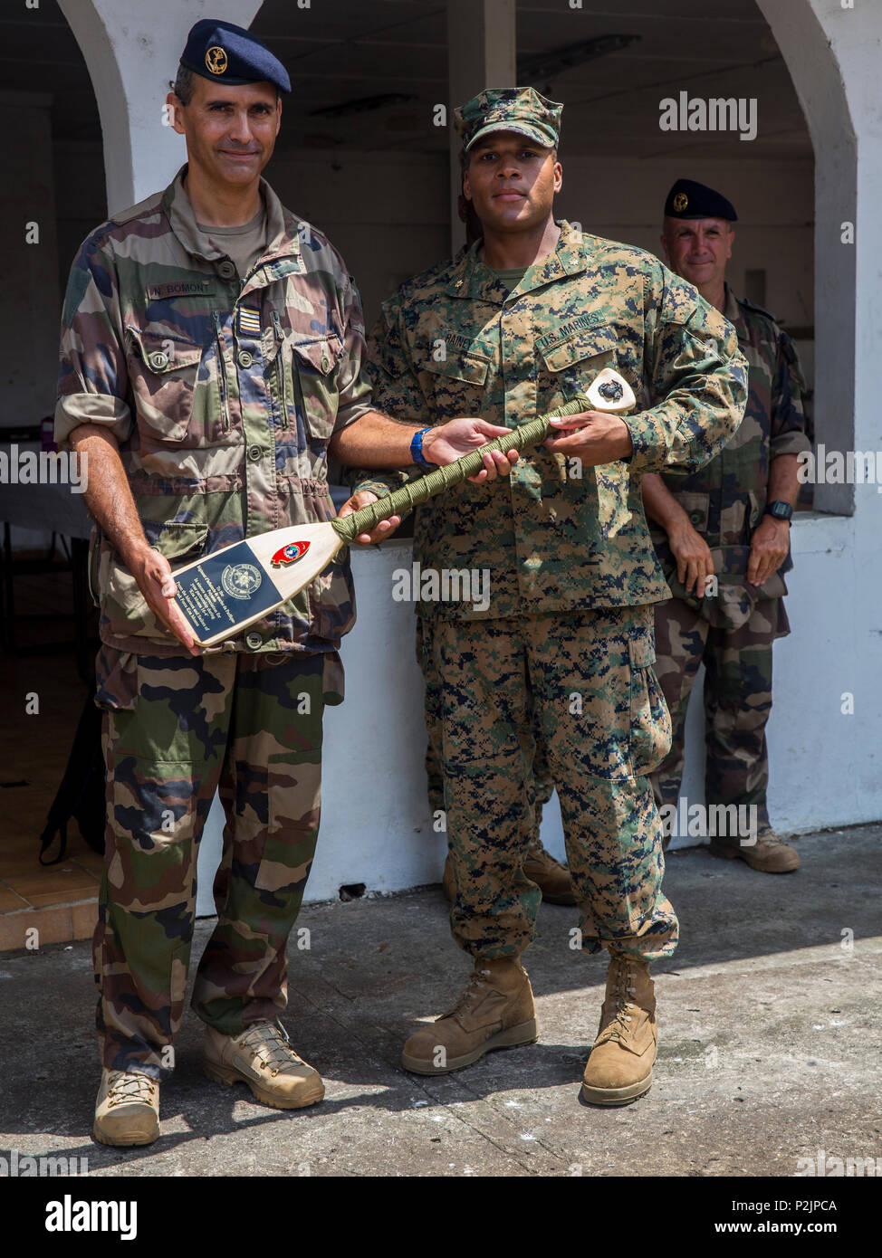 TARAHAVO Tahiti – U.S. Marine Maj. David Rainey, right, the commanding ...
