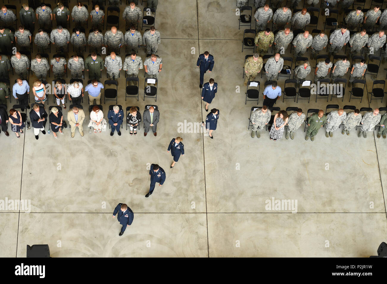 Members of the 145th Airlift Wing (AW) stand at attention as the ...