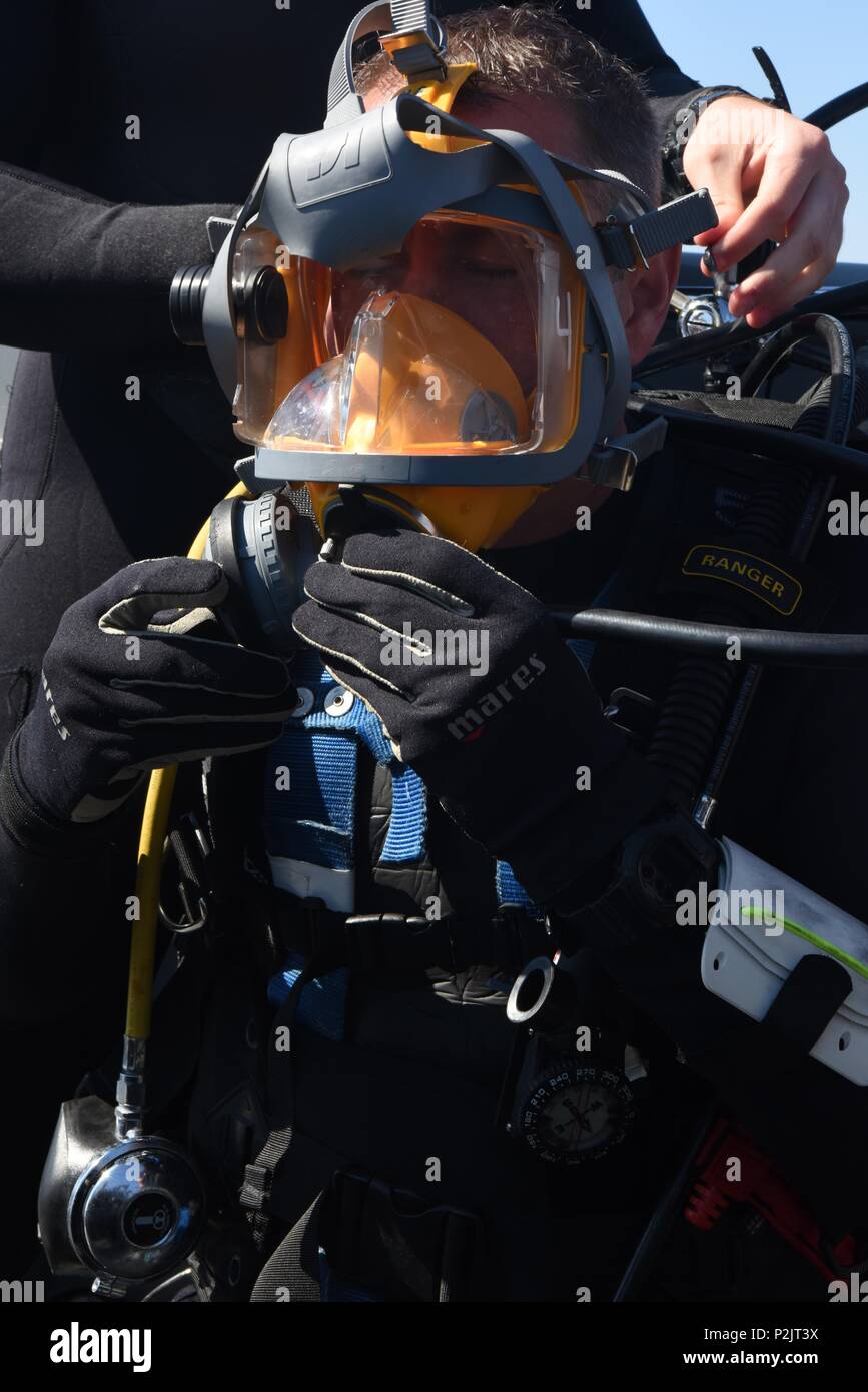 U.S. Navy Diver Chief Chad Gebler of Mobile Diving and Salvage Unit 2 ...