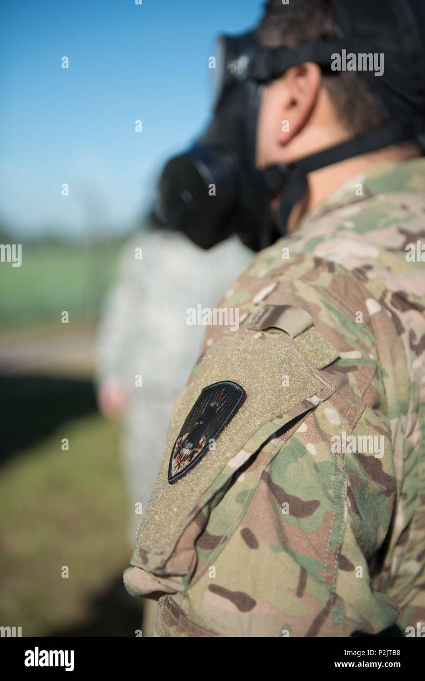 A U.S. Soldier assigned to the 650th Military Intelligence Group wears ...