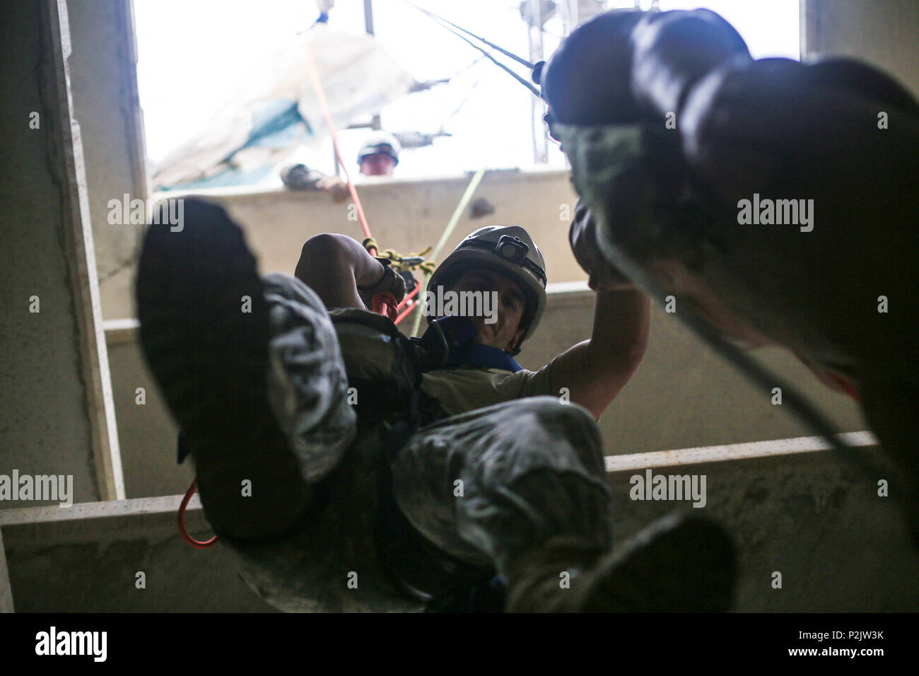 U.S. Soldier Spc. Adam Ramirez, 911th Technical Rescue Engineering ...