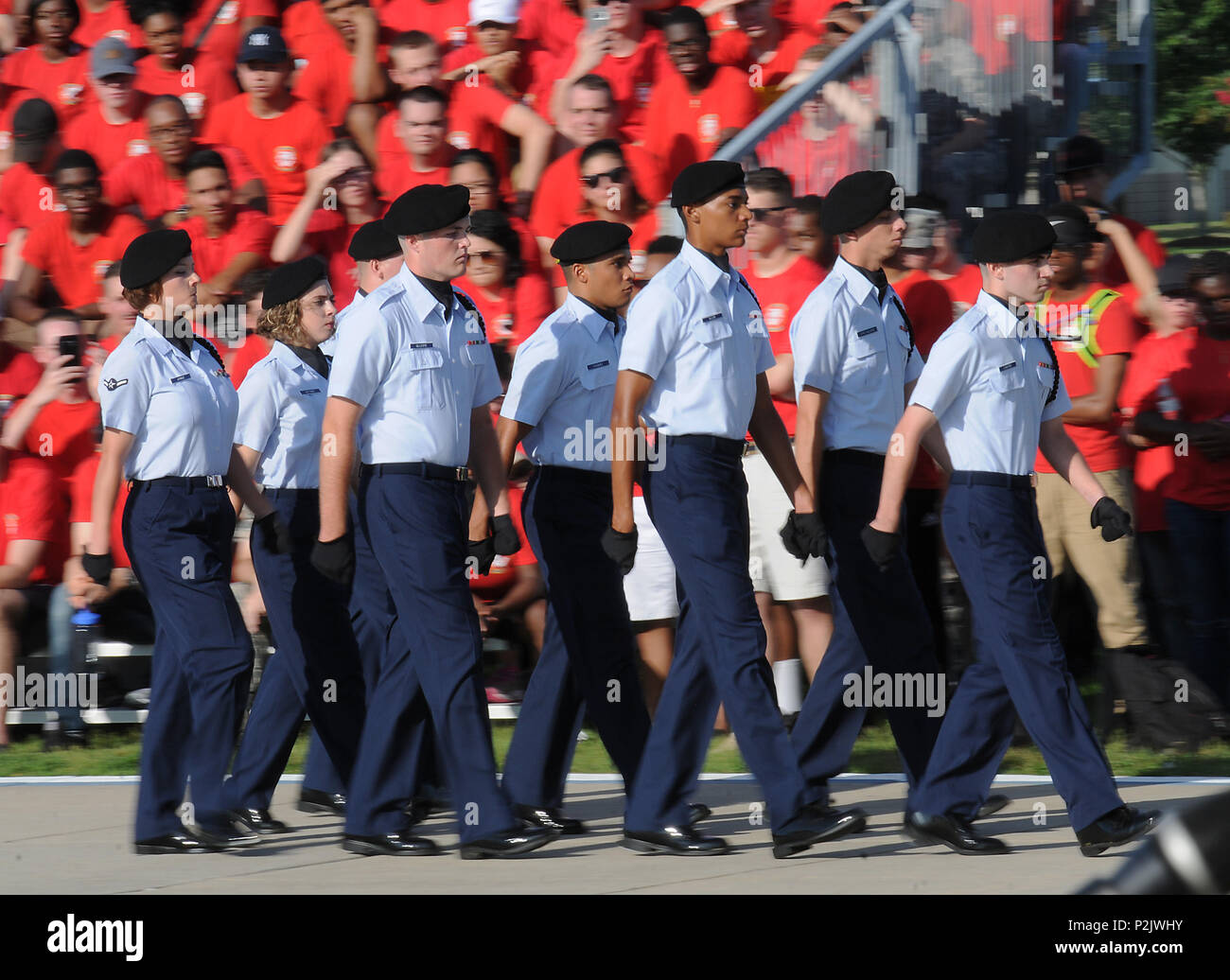 Members of the 338th Training Squadron regulation drill team perform ...