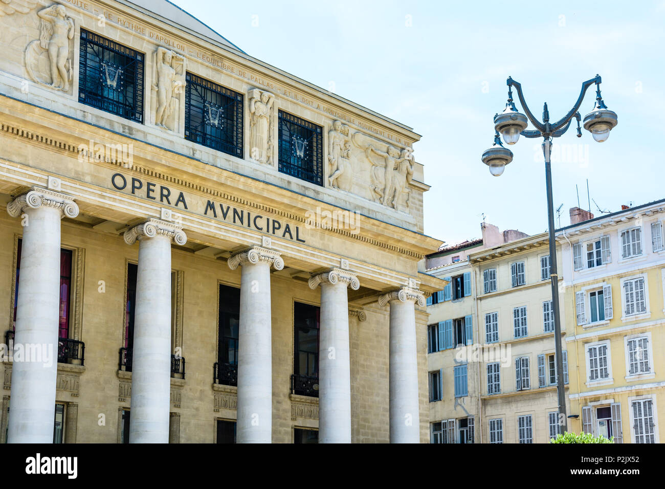 View of the facade of the municipal opera of Marseille with ...