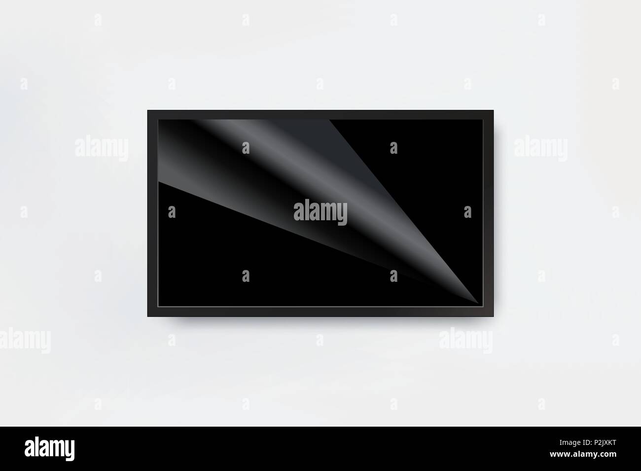 Black LED tv television screen blank on wall background Stock Vector ...