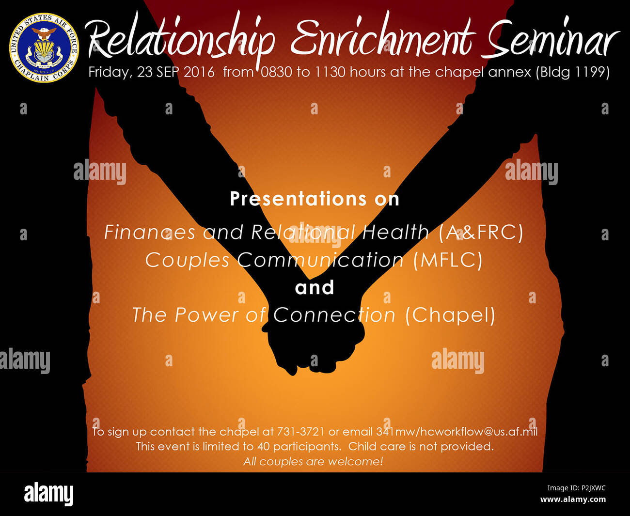 Digital flyer for relationship seminar Stock Photo - Alamy