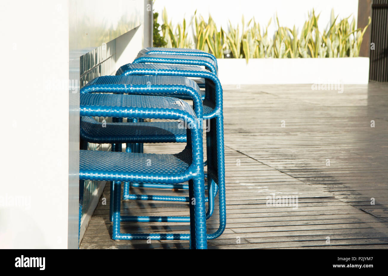 Blue and white stools hi-res stock photography and images - Alamy