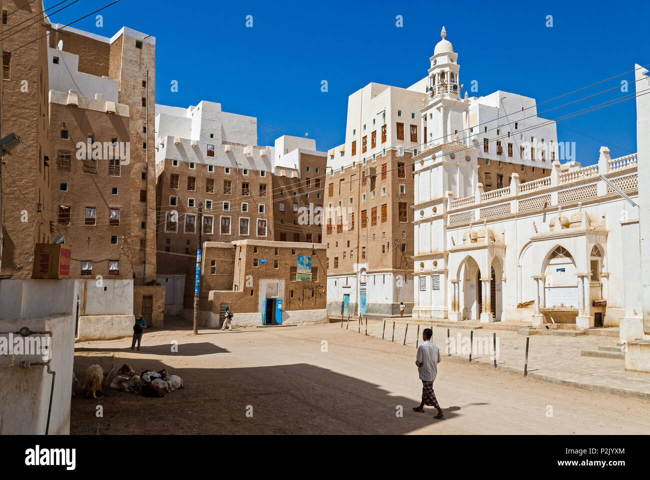 Multi-storey traditional buildings made of mud in Shibam, Yemen Stock ...