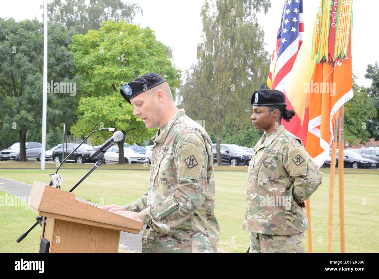 U.S. Lt. Col. Nicholas E. Prisco, 39th Signal Battalion Commander makes ...