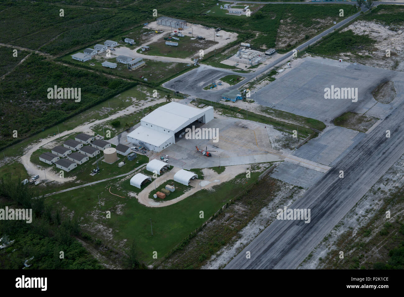 Overview of the U.S. Coast Guard base and runway on the island of Great ...