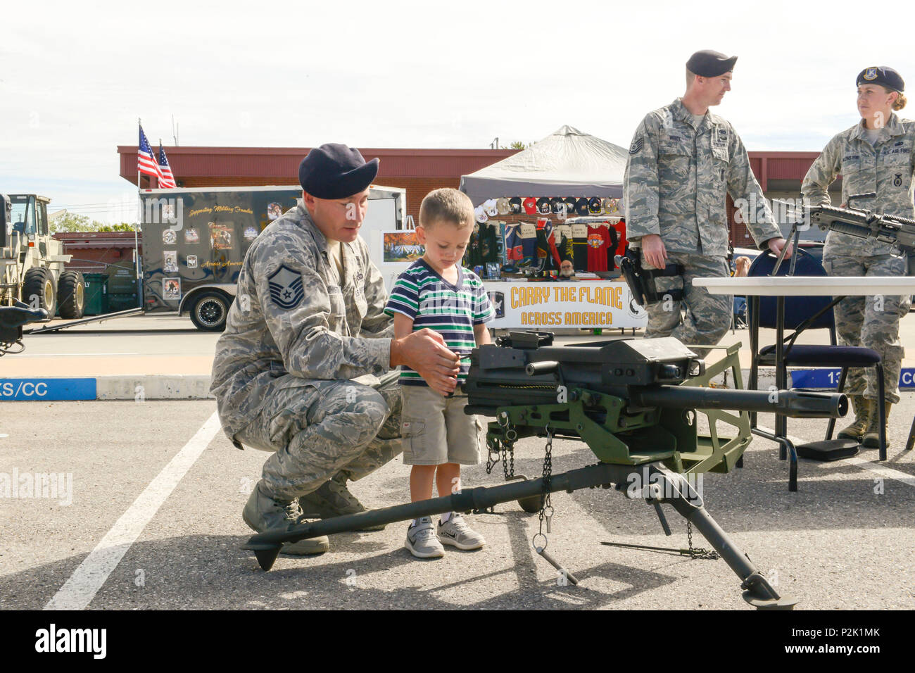Master Sgt. Jeff Johnston, 138th Security Forces, shows his son Greyson ...