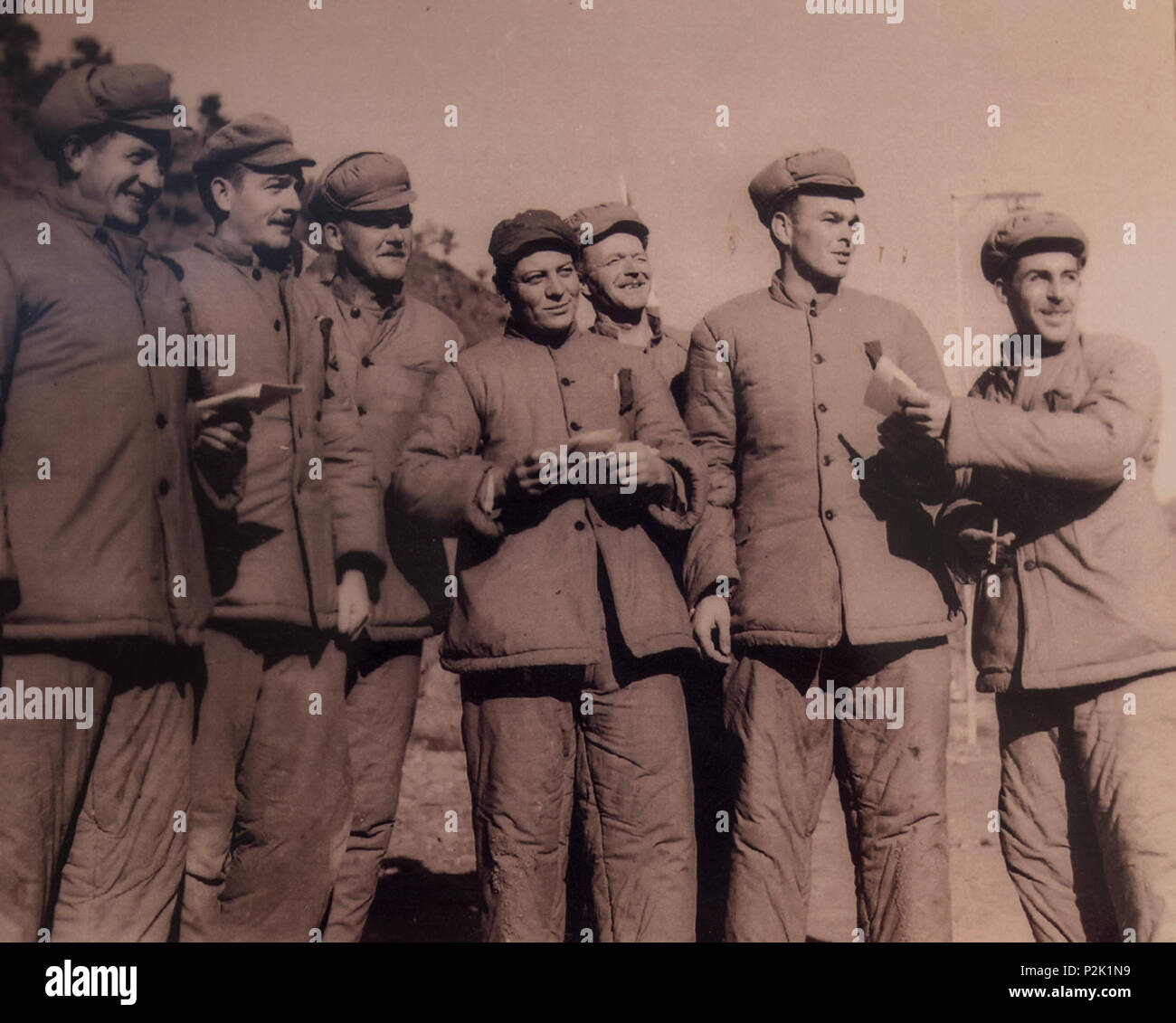U.S. Army 1st Lt. William H. Funchess (second from right) and some of ...