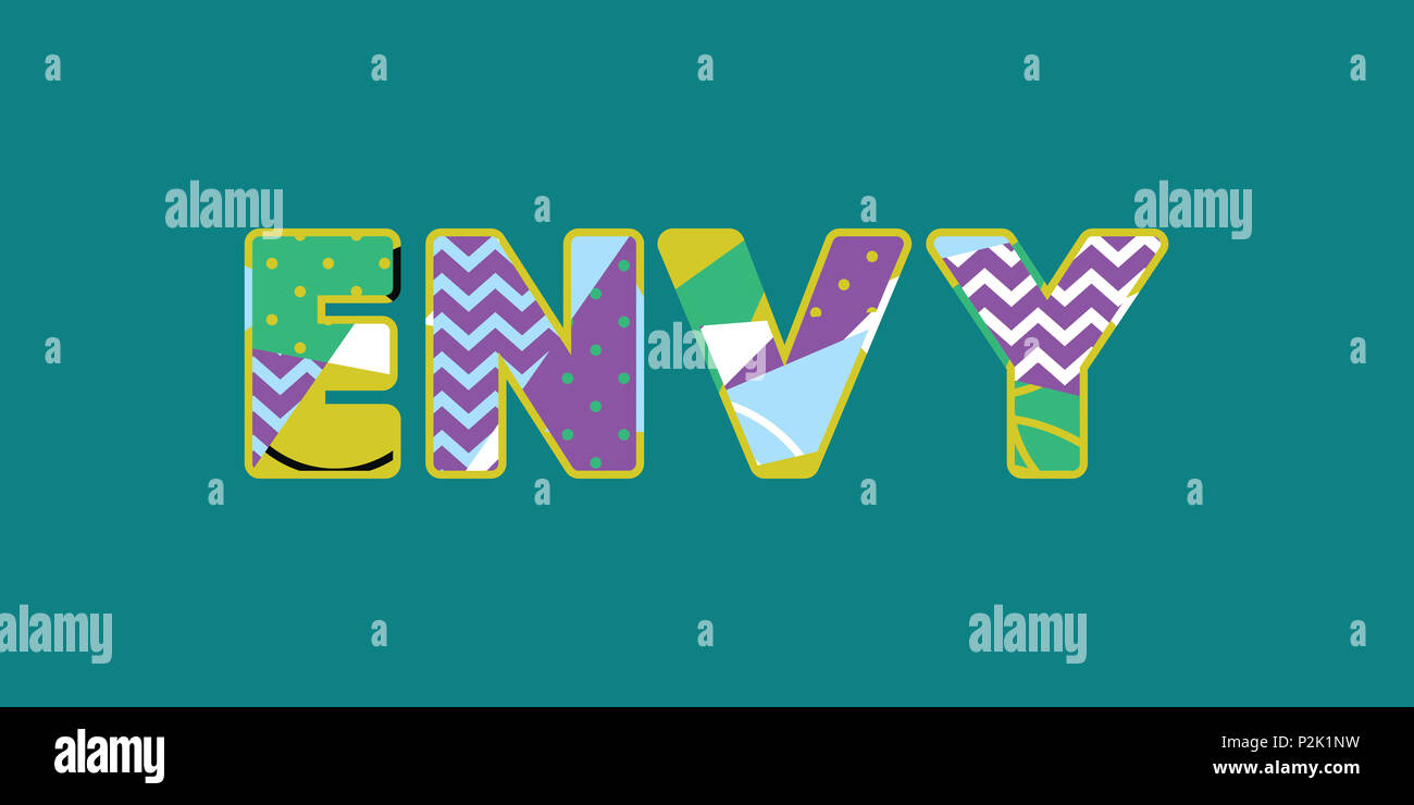 The word ENVY concept written in colorful abstract typography Stock ...