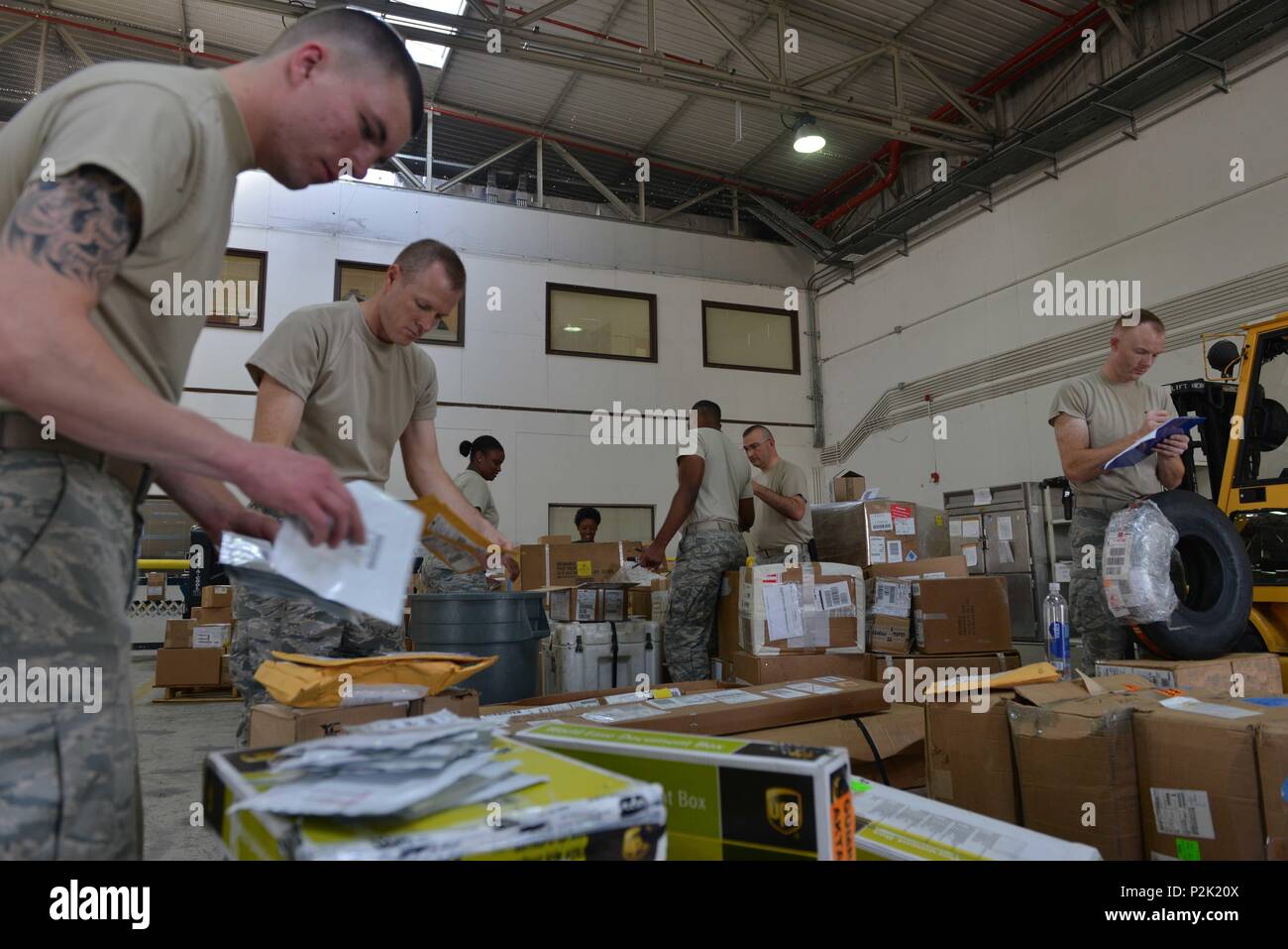 U.S. Airmen assigned to the 39th Logistics Readiness Squadron organize ...