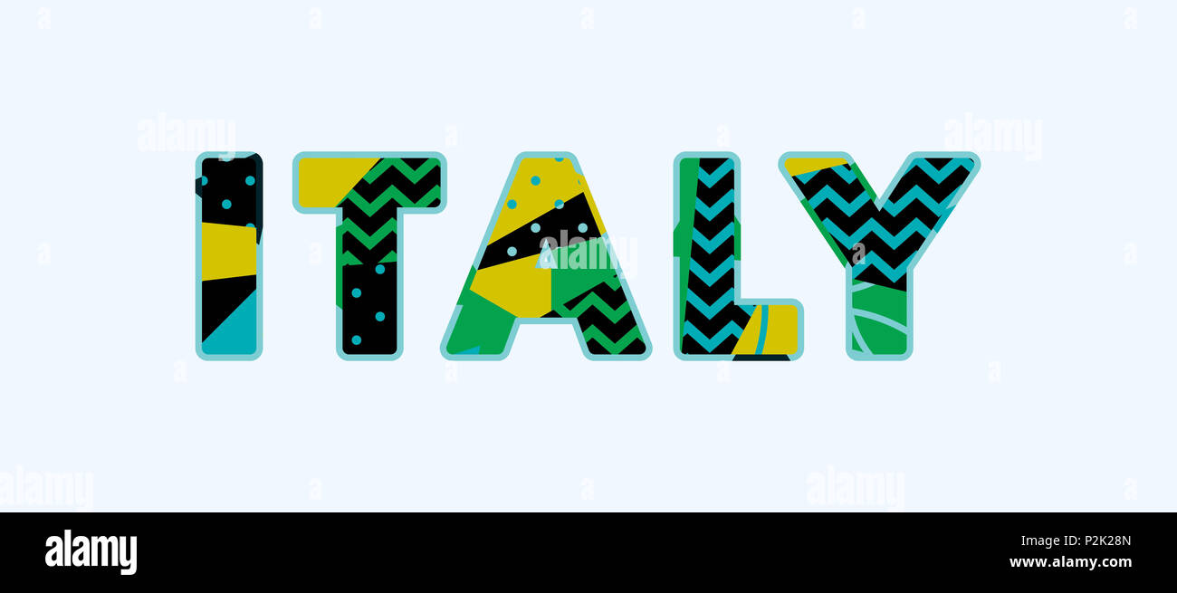 The word ITALY concept written in colorful abstract typography Stock ...