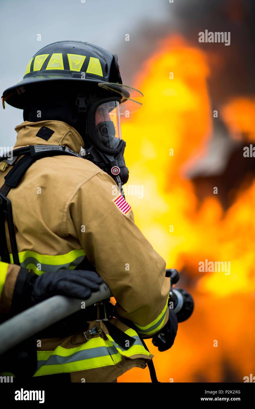 914th Fire Department personnel conduct annual training which involves ...