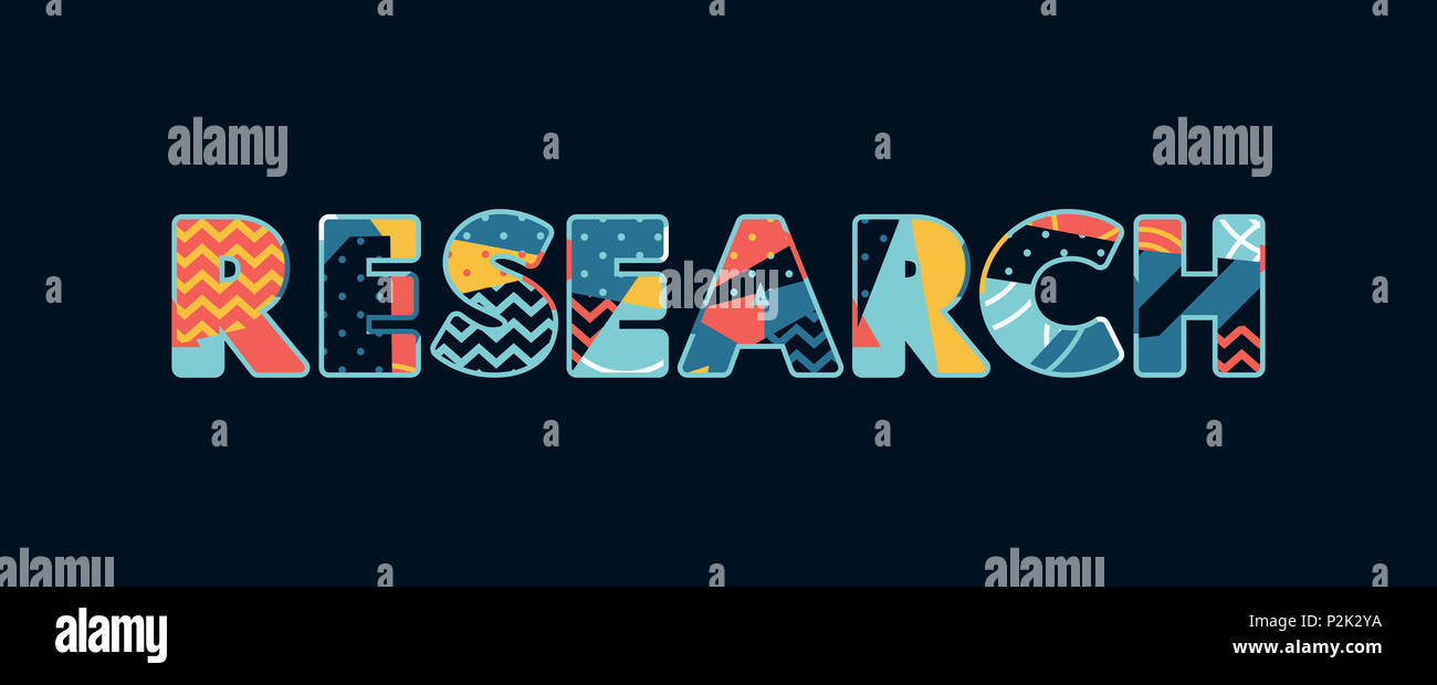 The word RESEARCH concept written in colorful abstract typography Stock ...