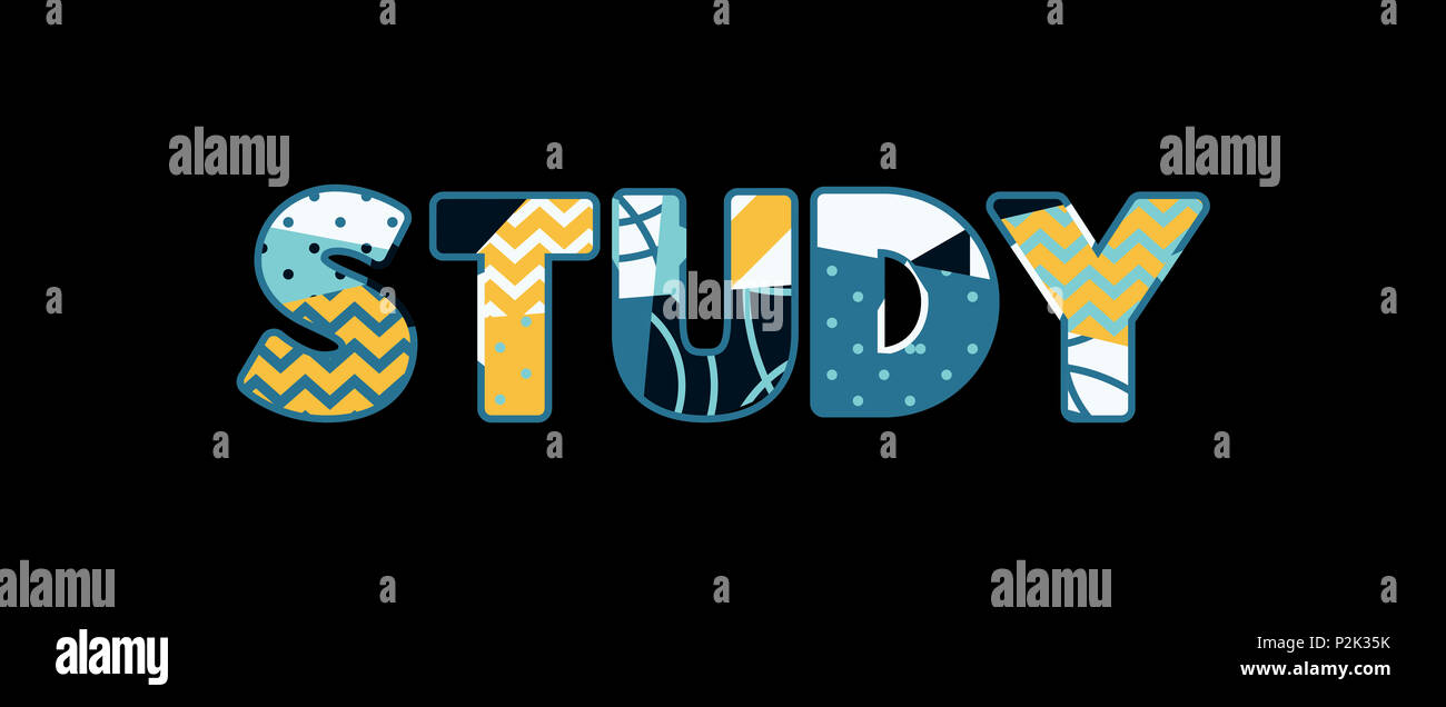 The word STUDY concept written in colorful abstract typography Stock ...