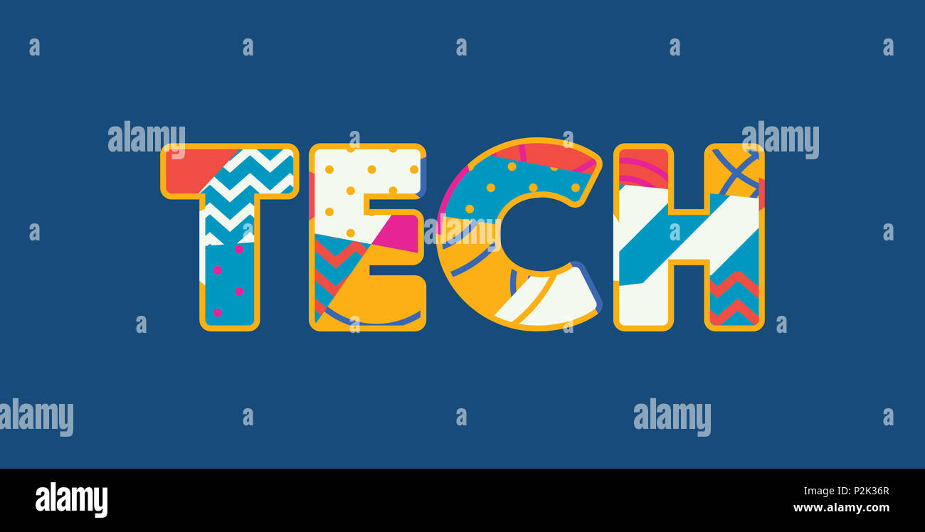 The word TECH concept written in colorful abstract typography Stock ...