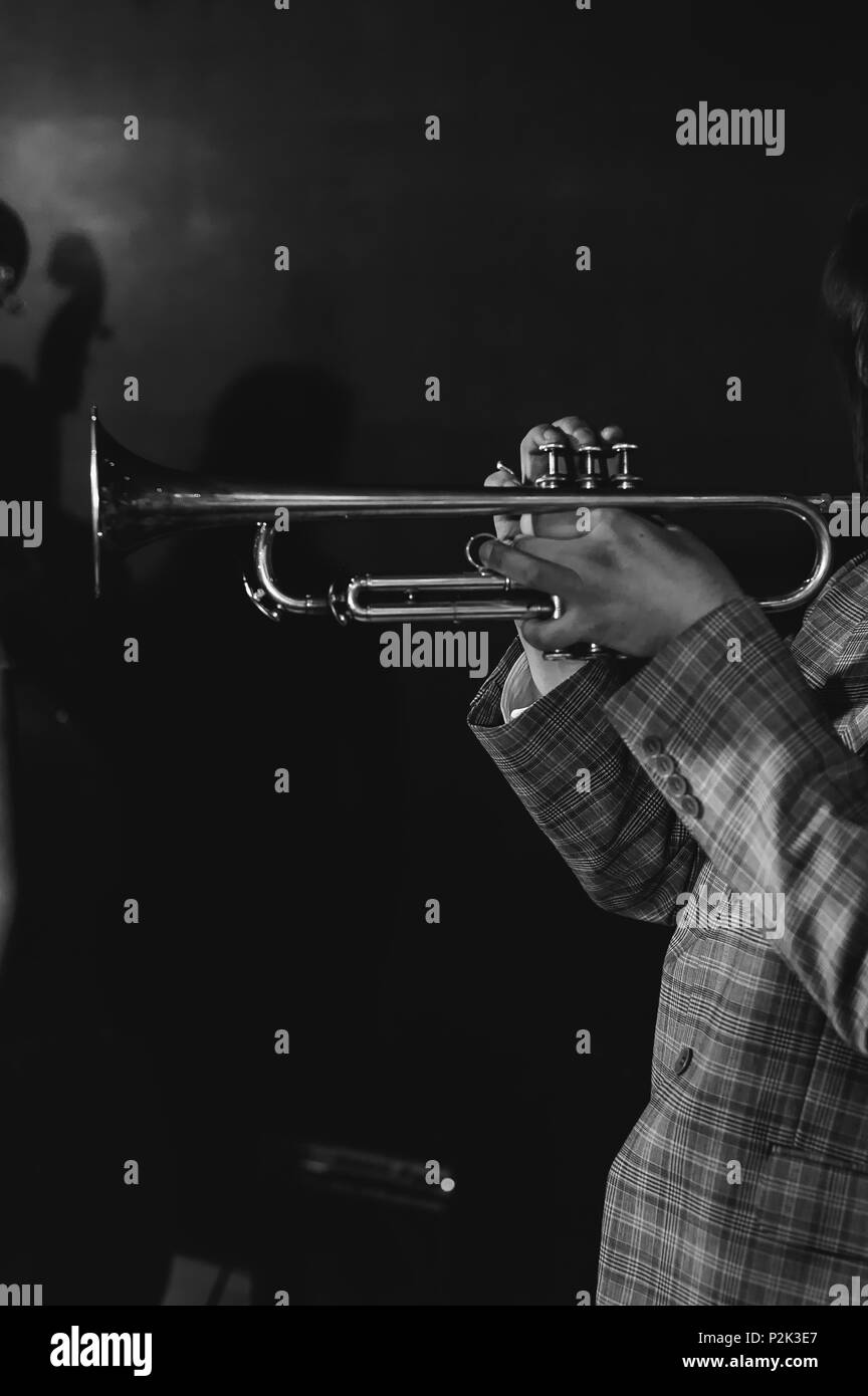 musician plays the saxophone performance at a concert Stock Photo - Alamy