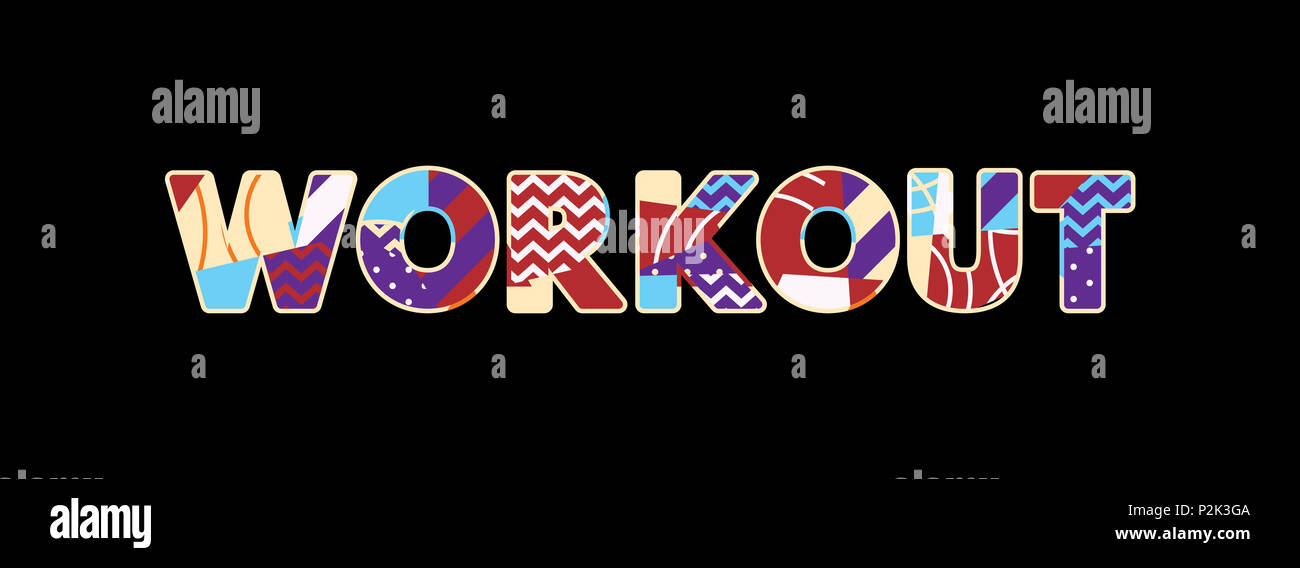The word WORKOUT concept written in colorful abstract typography Stock ...