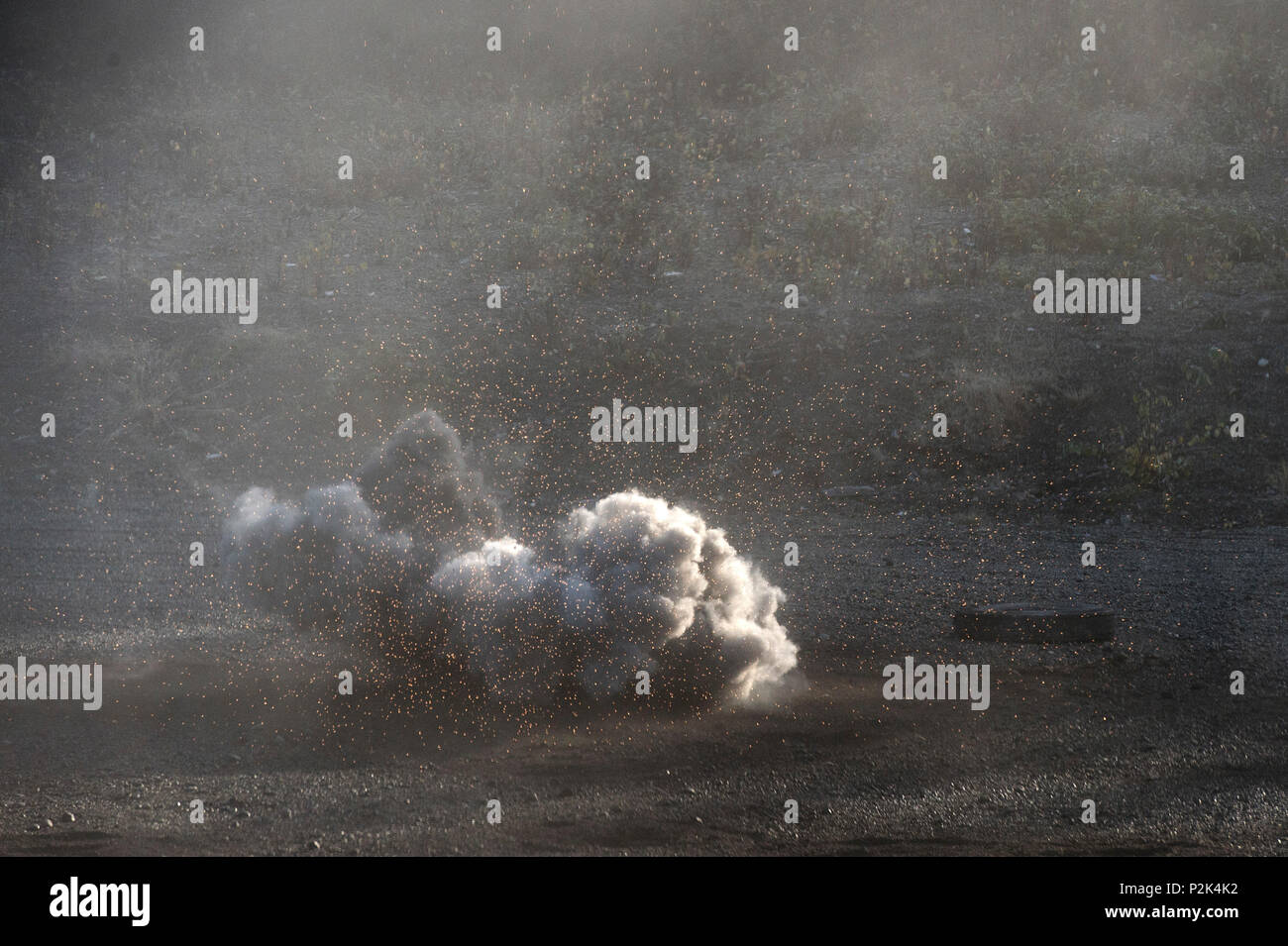 A M67 fragmentation grenade explodes at Kraft Range on Joint Base ...