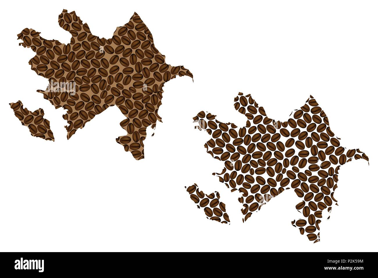 Azerbaijan - map of coffee bean, Republic of Azerbaijan map made of ...