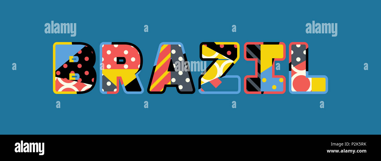 Brazil typography map hi-res stock photography and images - Alamy