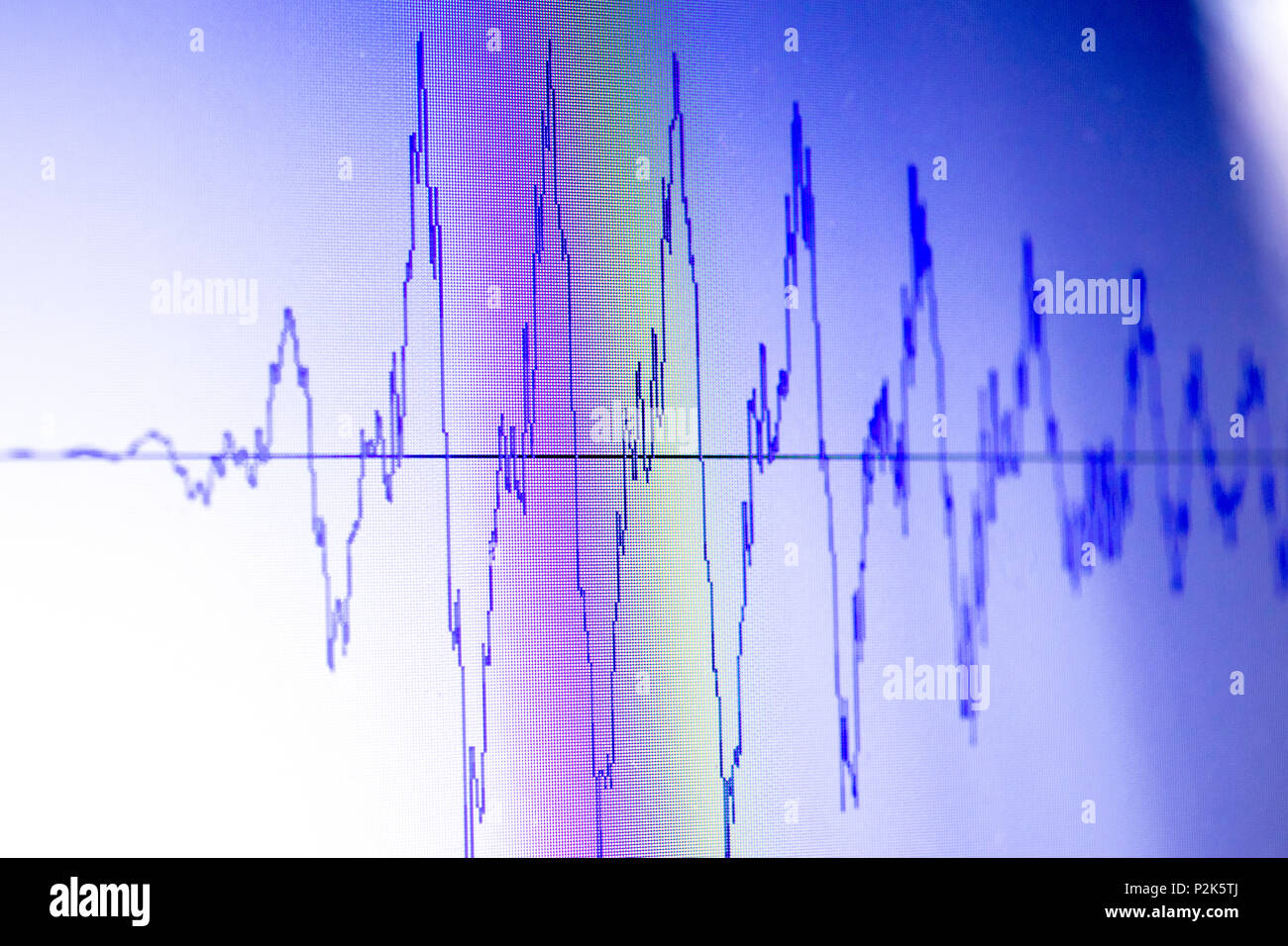 Audio sound wave studio editing computer program screen showings sounds ...