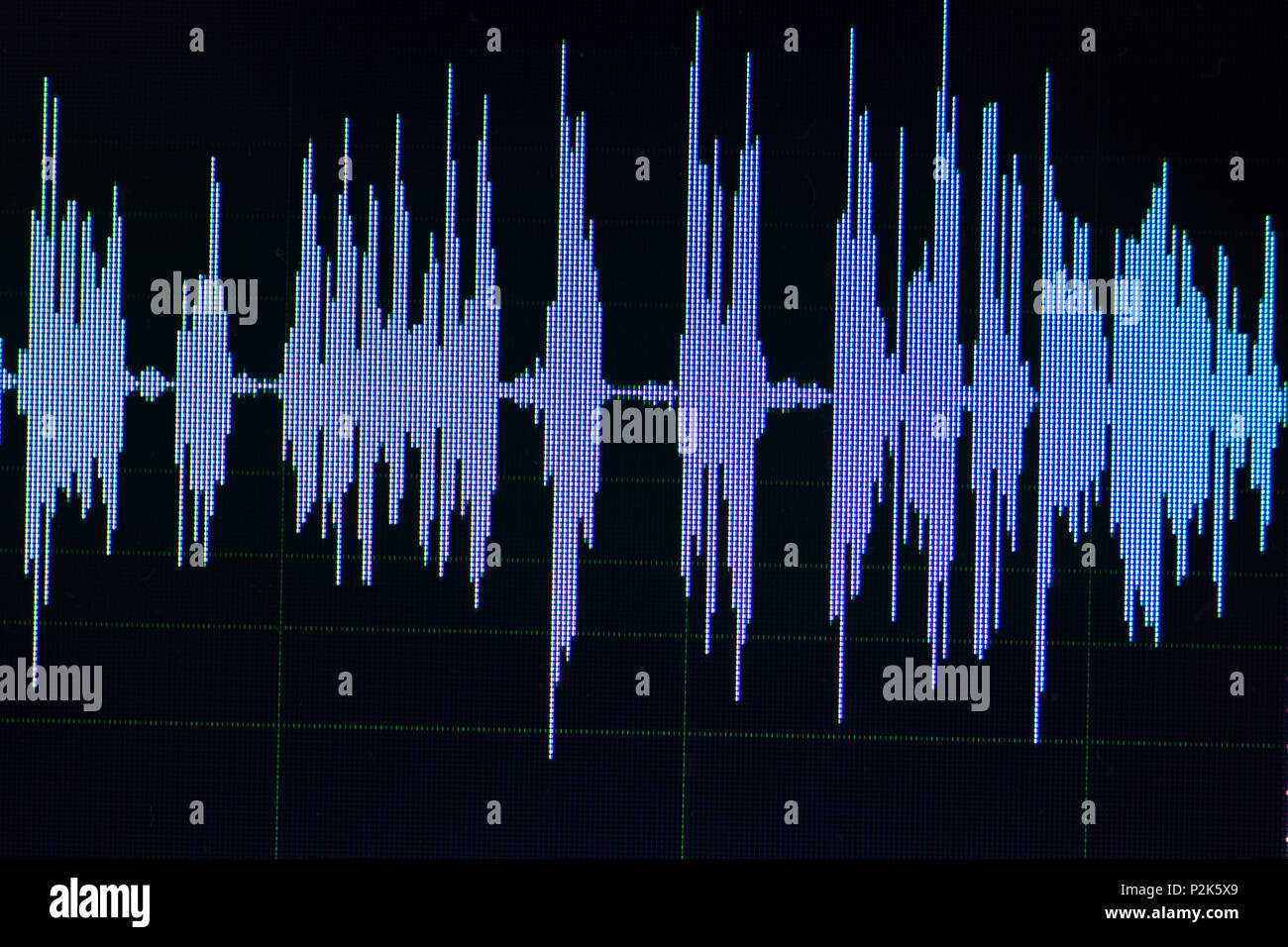 Audio sound wave studio editing computer program screen showings sounds ...