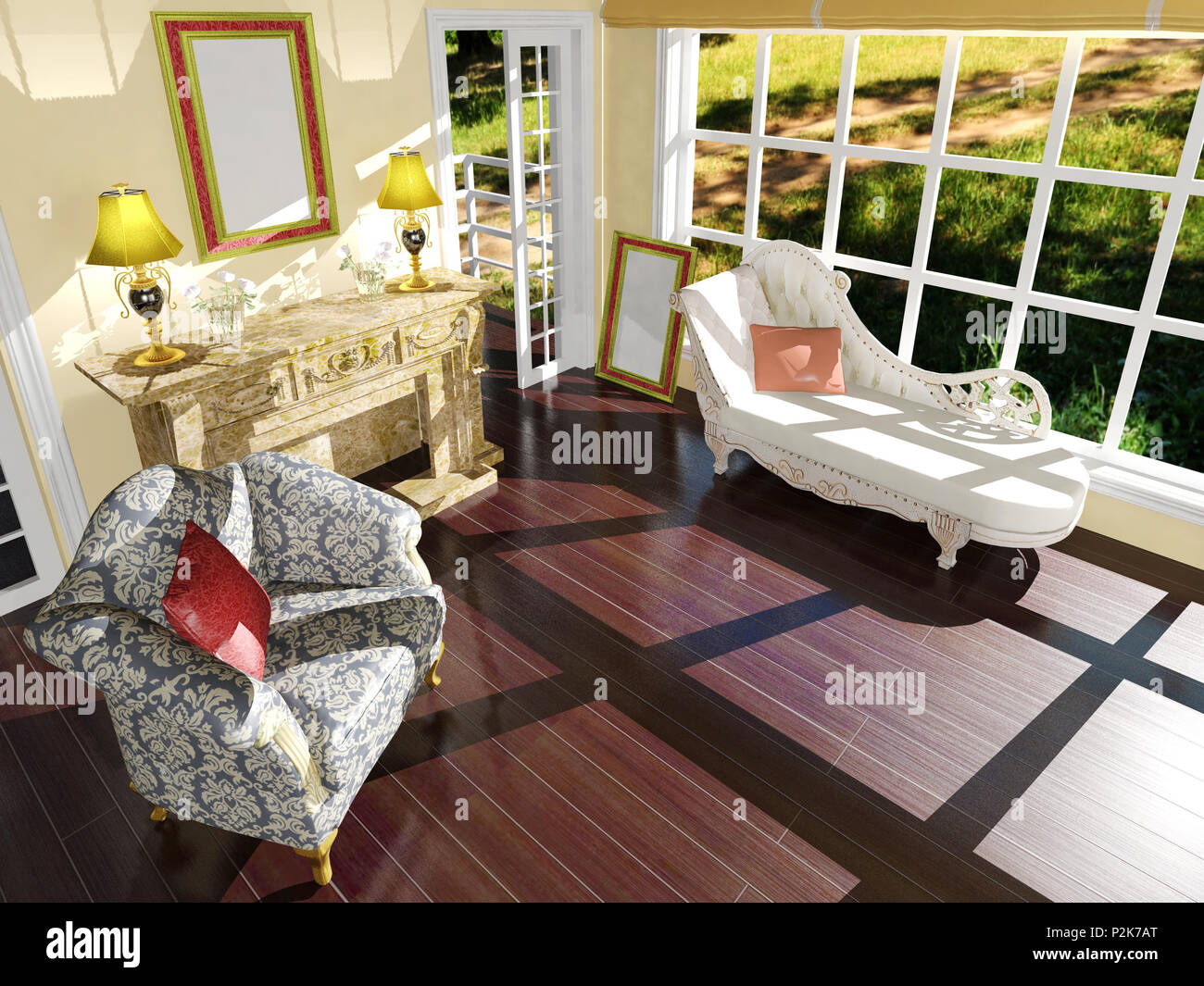 Classic living room interior decoration in daylight Stock Photo - Alamy