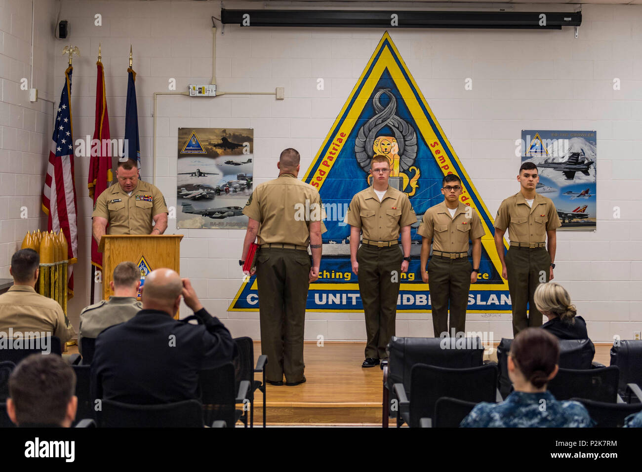 160930-N-WQ574-004 OAK HARBOR, Wash. (Sept. 30, 2016) Marines stand at ...