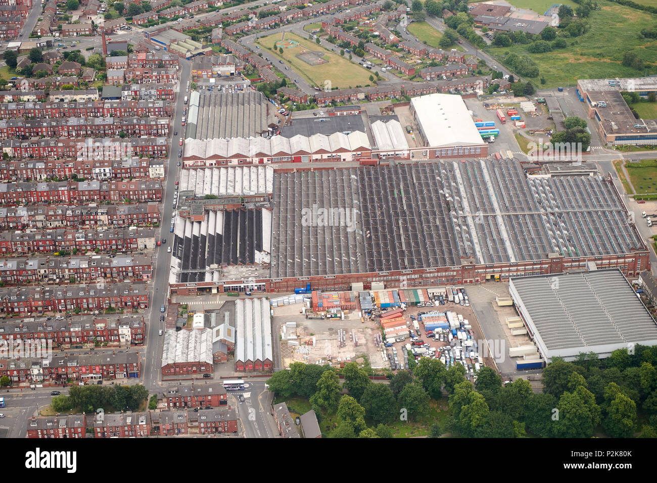 An aerial view of Burtons Factory, Leeds, West Yorkshire, Northern ...