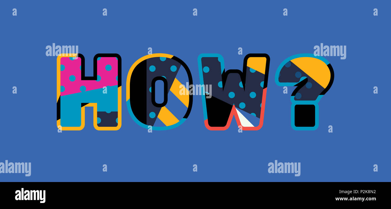 The word HOW? concept written in colorful abstract typography Stock ...