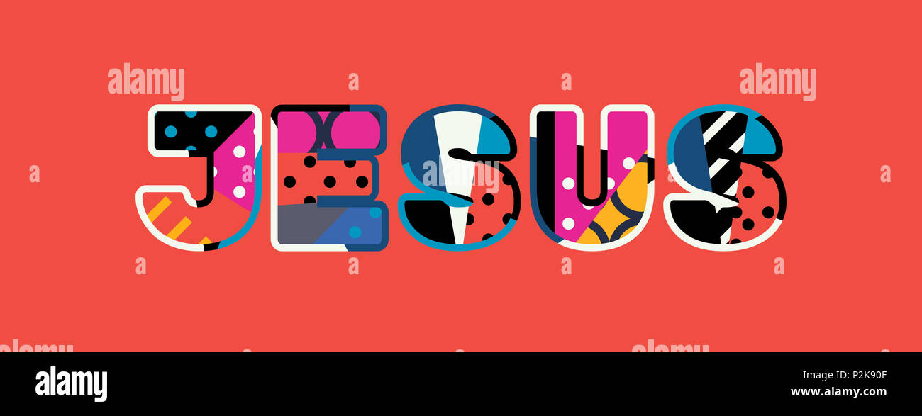 The name JESUS concept written in colorful abstract typography Stock ...
