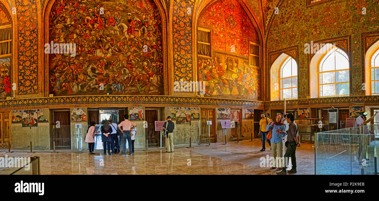 Chehel Sotoun palace interior Stock Photo - Alamy