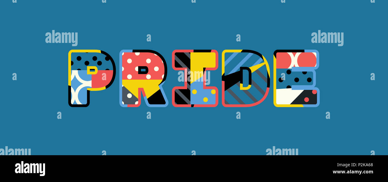 The word PRIDE concept written in colorful abstract typography Stock ...