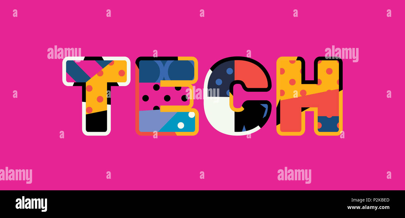 The word TECH concept written in colorful abstract typography Stock ...