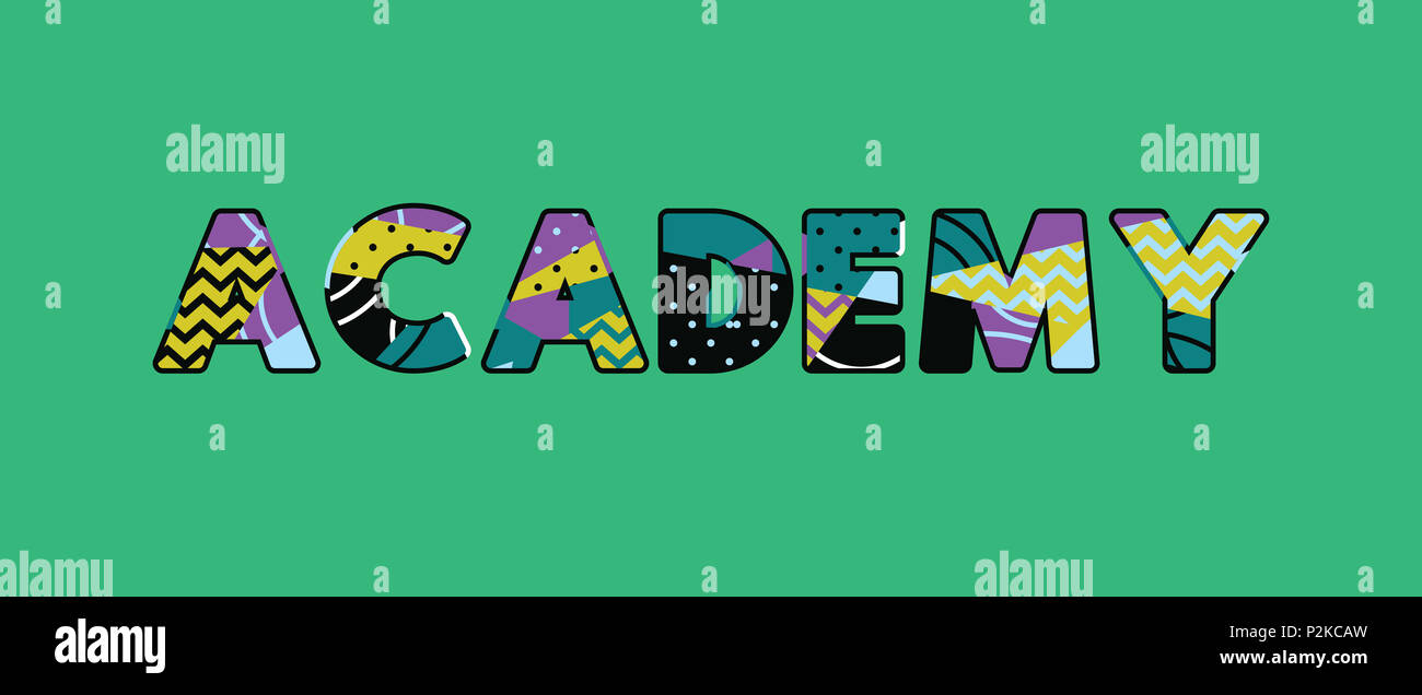 The word ACADEMY concept written in colorful abstract typography Stock ...