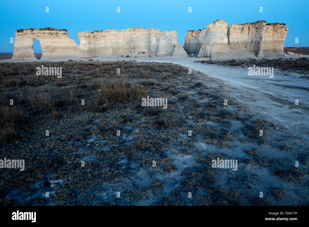 The chalk pyramids formation at Monument Rocks, Kansas of eroded ...