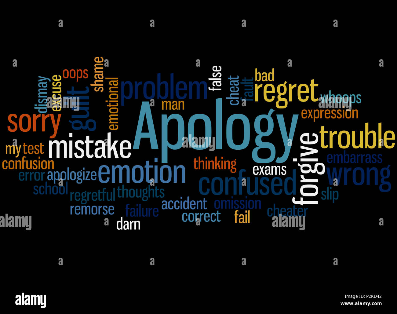 Apology, word cloud concept on black background Stock Photo - Alamy