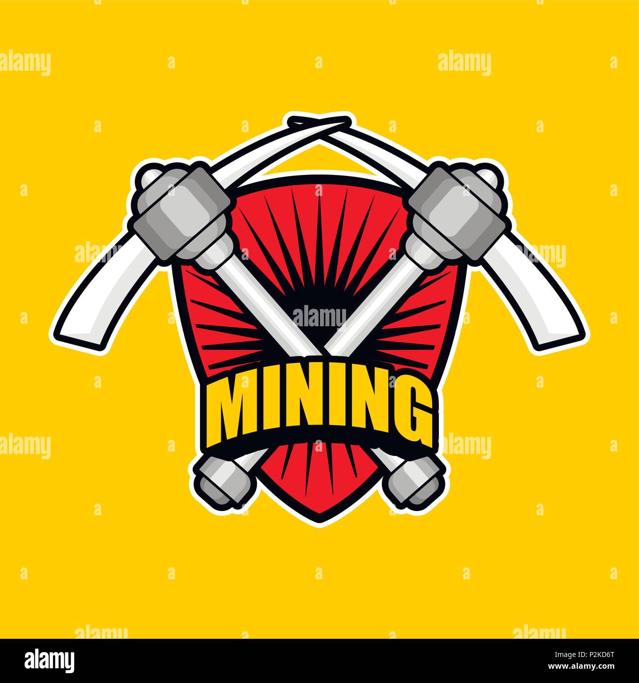 Mining emblem work. Pick sign. Extraction of minerals symbol. Vector ...