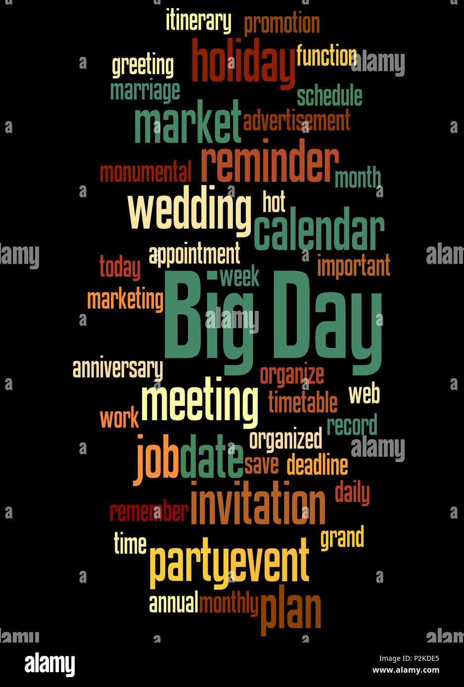 Big Day, word cloud concept on black background Stock Photo - Alamy