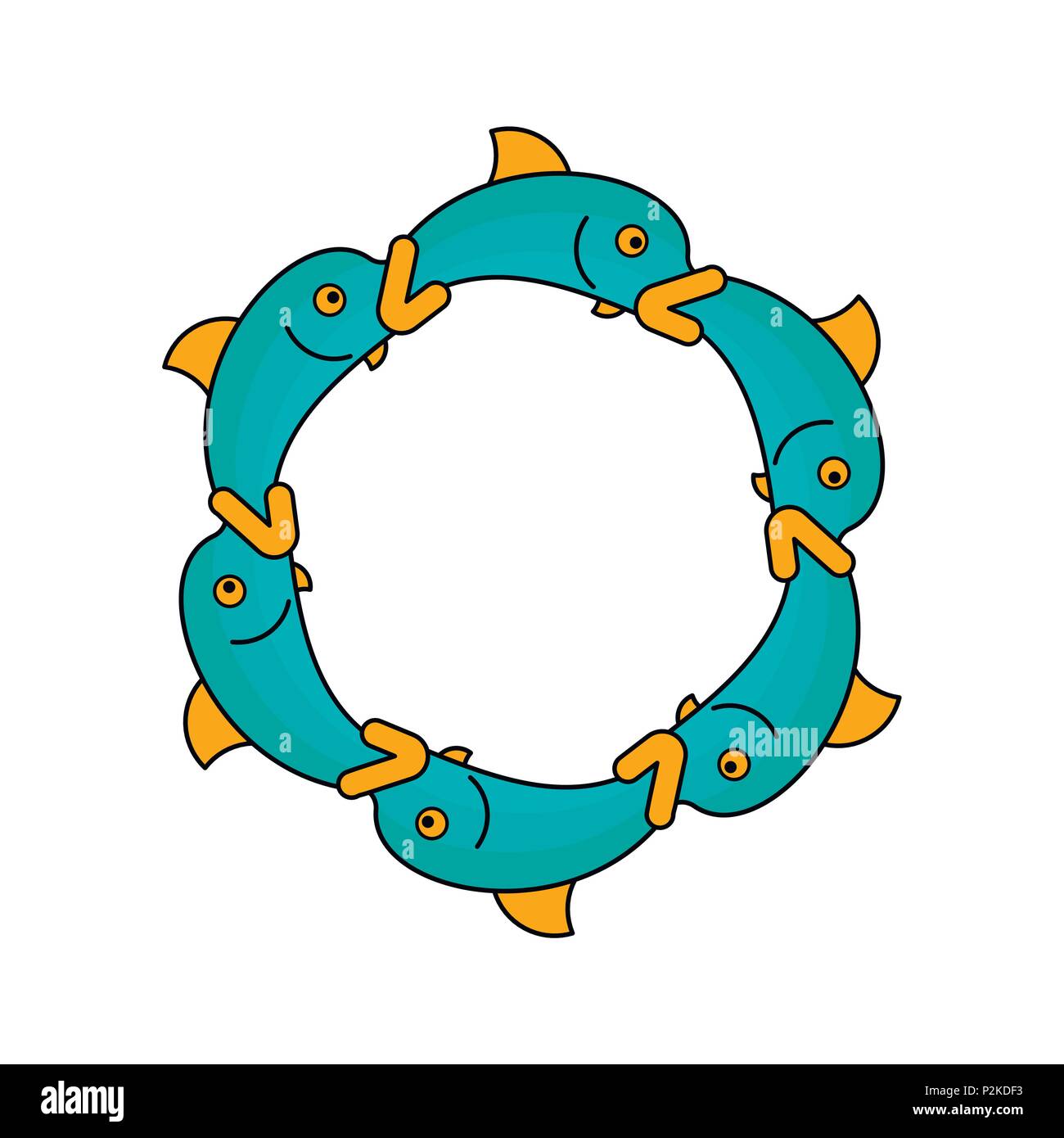 Salmon fish round sign. Symbol Marine animal Vector illustration Stock ...