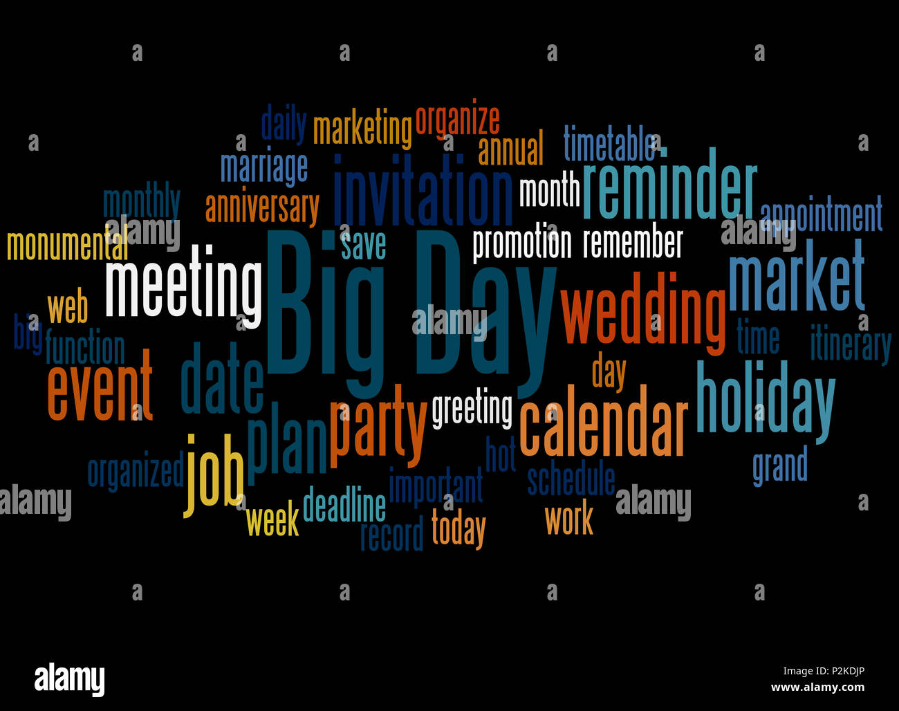 Big Day, word cloud concept on black background Stock Photo - Alamy