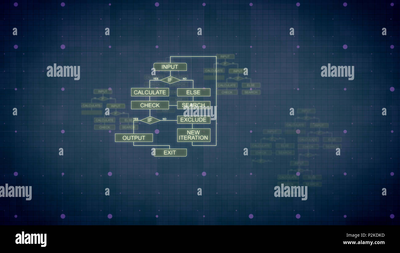 Glowing blue flowchart diagram hi-res stock photography and images - Alamy