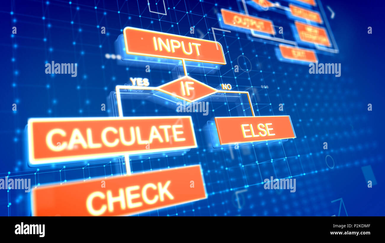 Glowing blue flowchart diagram hi-res stock photography and images - Alamy