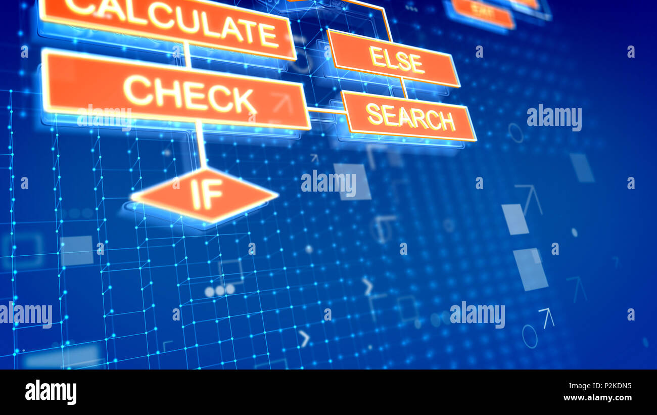 Glowing blue flowchart diagram hi-res stock photography and images - Alamy